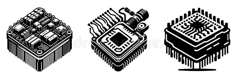 Modern Minimalist ECU Icon, Flat Silhouette of an Automotive Engine ...