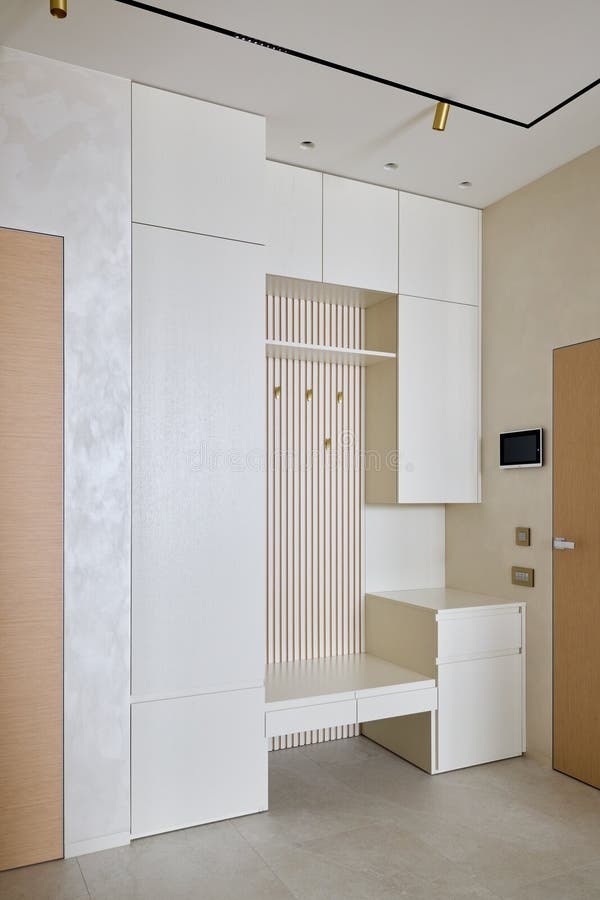A Modern Minimalist Entryway Storage Solution Prioritizing Clean ...