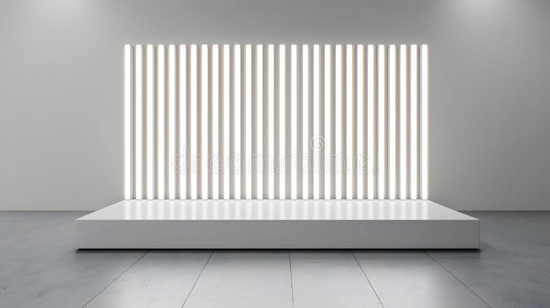 Modern Minimalist Exhibition Space with Light Bars Stock Illustration ...