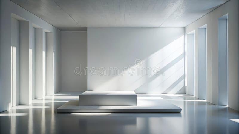 Modern Minimalist Exhibition Space with Sunlight Streaming through ...