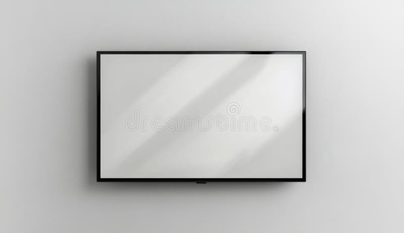 Modern Minimalist Flat-screen Tv on Plain Wall in Contemporary Interior ...