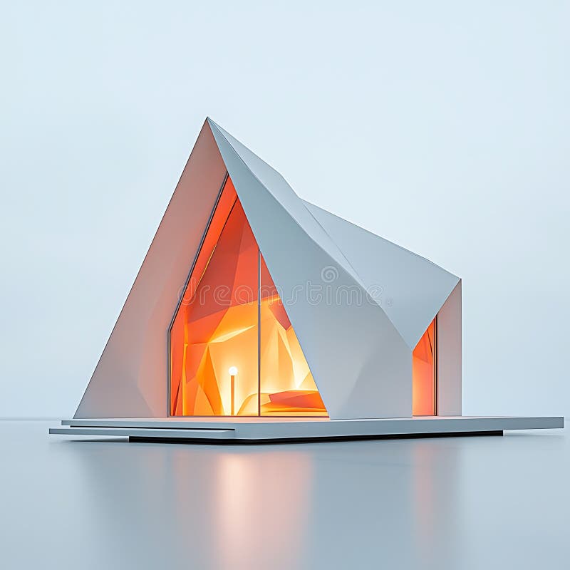 Modern Minimalist AFrame House Architectural 3D Render Stock ...