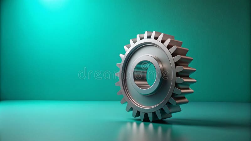 Modern Minimalist Gear Design: Gray Components on a Teal Background ...