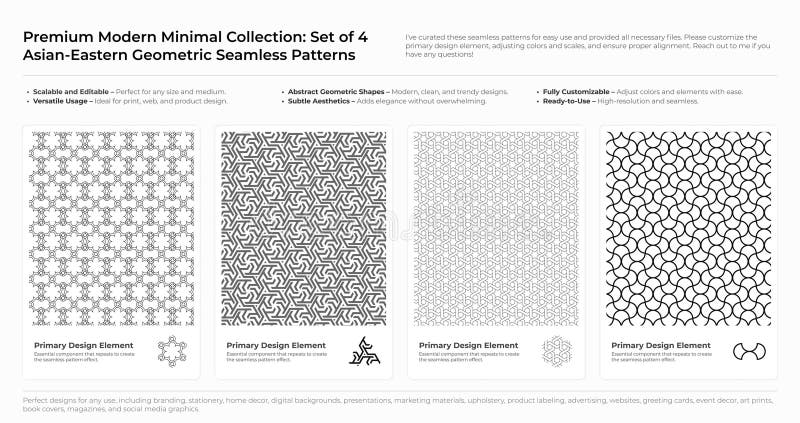 Modern, Minimalist and Geometric Seamless Pattern Set. Arabic, Persian ...