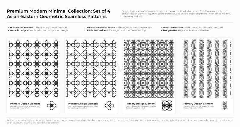 Modern, Minimalist and Geometric Seamless Pattern Set. Arabic, Persian ...
