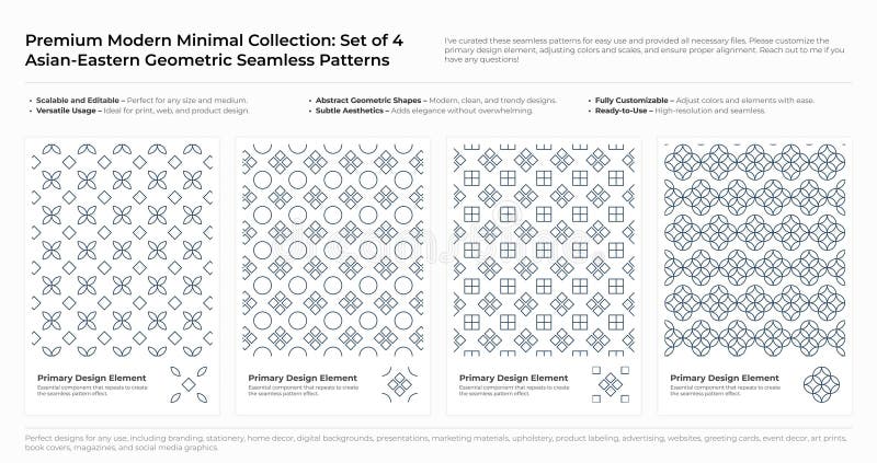 Modern, Minimalist and Geometric Seamless Pattern Set. Arabic, Persian ...