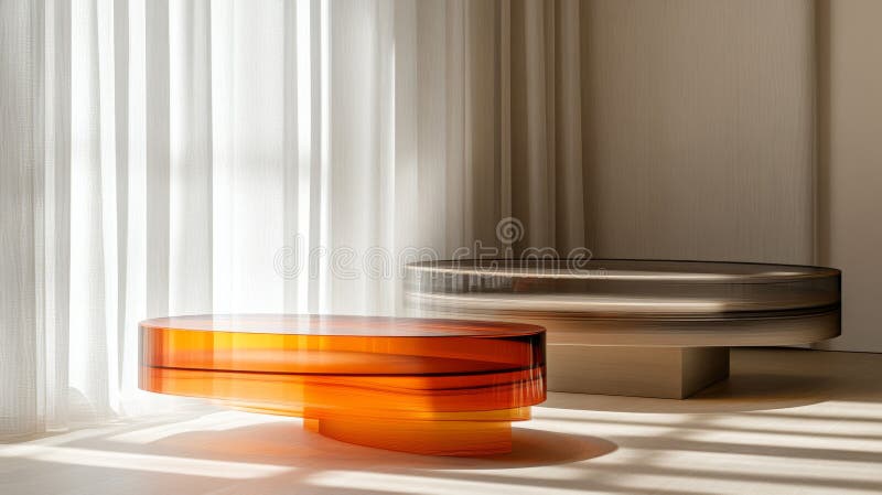 Modern Minimalist Glass Coffee Table Design with Orange and Brown Hues ...