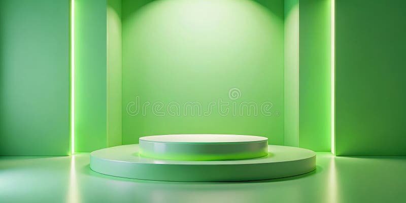 Modern Minimalist Green Product Display Platform with Subtle Lighting ...