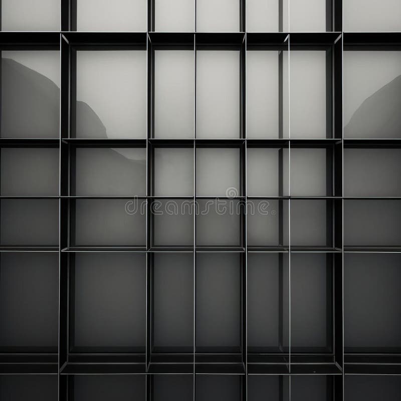 Modern Minimalist Grid Building with Sleek Glass Facade Design Stock ...