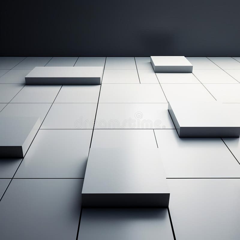 Modern Minimalist Grid Pattern White Rectangular Tile Floor Design ...