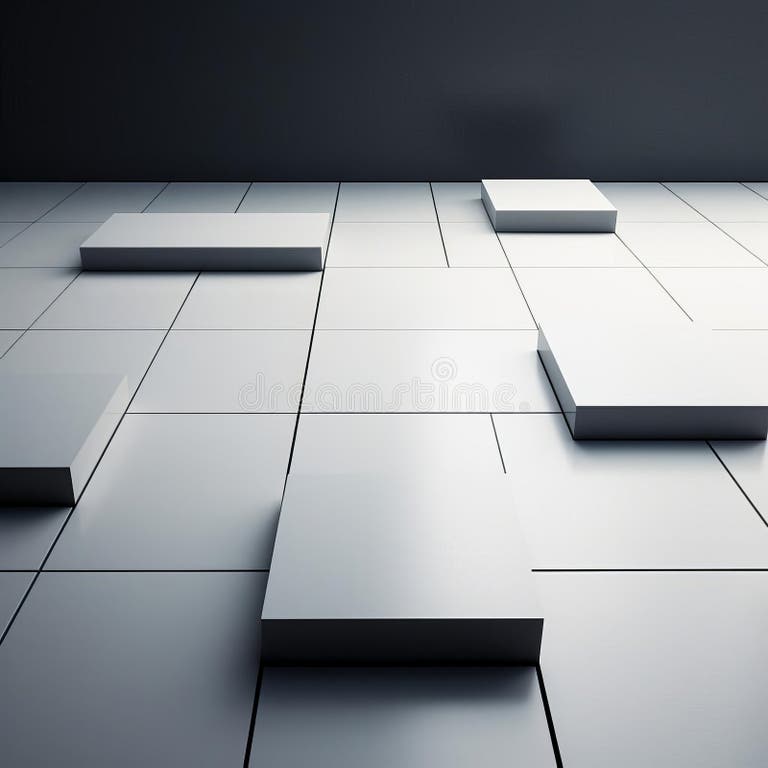 Modern Minimalist Grid Pattern White Rectangular Tile Floor Design ...