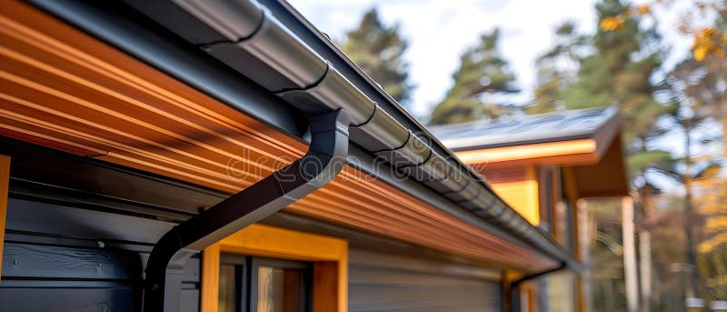 Modern Minimalist Gutter System on a Building Exterior.. Concept ...