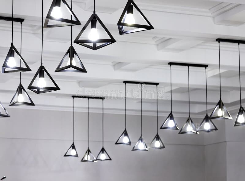 The Modern and Minimalist Hanging Pendants, Chandelier Stock Photo ...