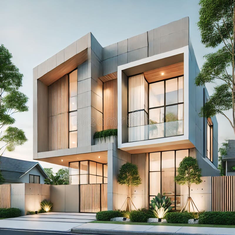 Modern Minimalist Home with Bold Architectural Design AI Generate Stock ...