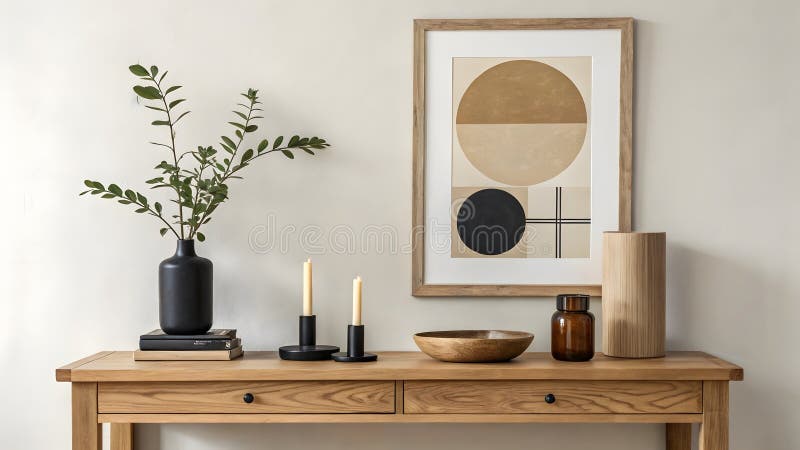 Modern Minimalist Home Decor Console Table Styling Stock Illustration ...