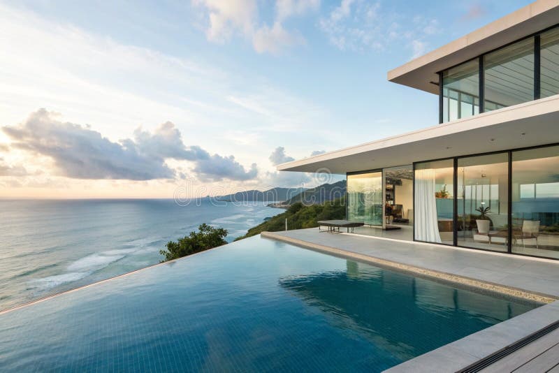 A Modern, Minimalist Home with an Infinity Pool Overlooking the Ocean ...