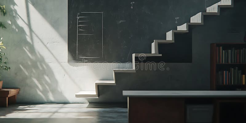 Modern Minimalist Home Interior Design Staircase Sunlight Background ...