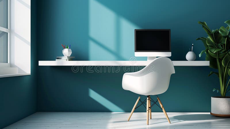 A Modern and Minimalist Home Office Setup Featuring a Sleek Computer ...
