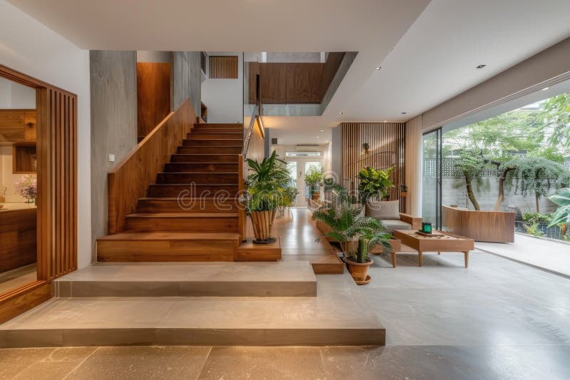 Modern Minimalist Home with Open Floor Plan and Natural Light. Stock ...