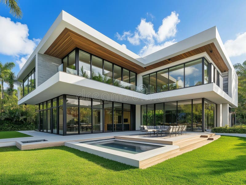 Modern Minimalist House with Clean Lines and a Sleek Design Stock ...