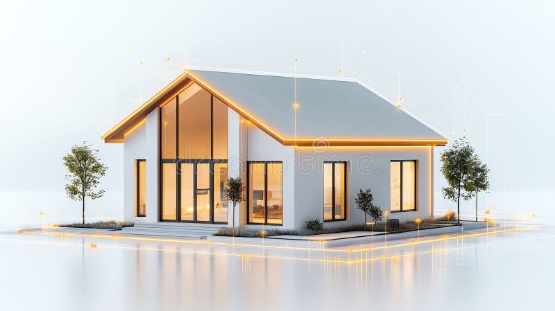 Modern Minimalist House Design with Bright Lighting and Symmetrical ...