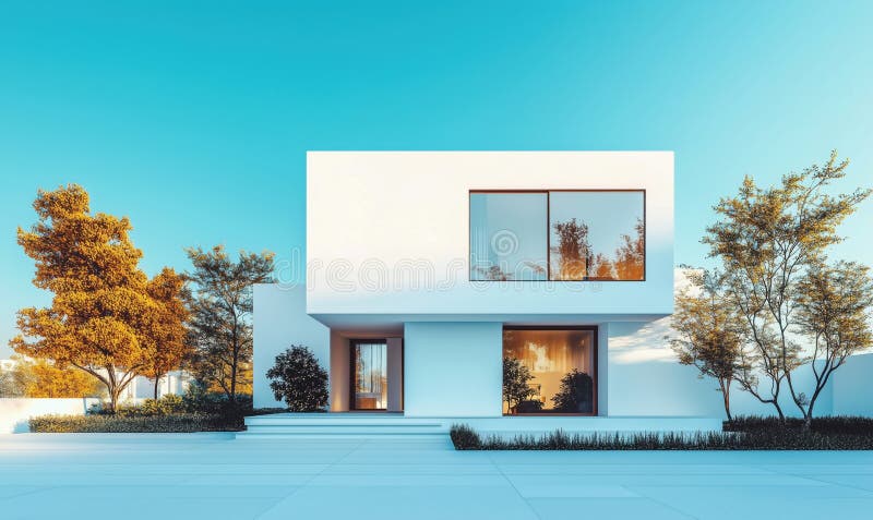 Modern Minimalist House Design with Large Windows and Vibrant ...