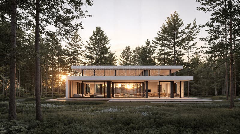 Modern Minimalist House, Image Created Using AI Stock Image - Image of ...