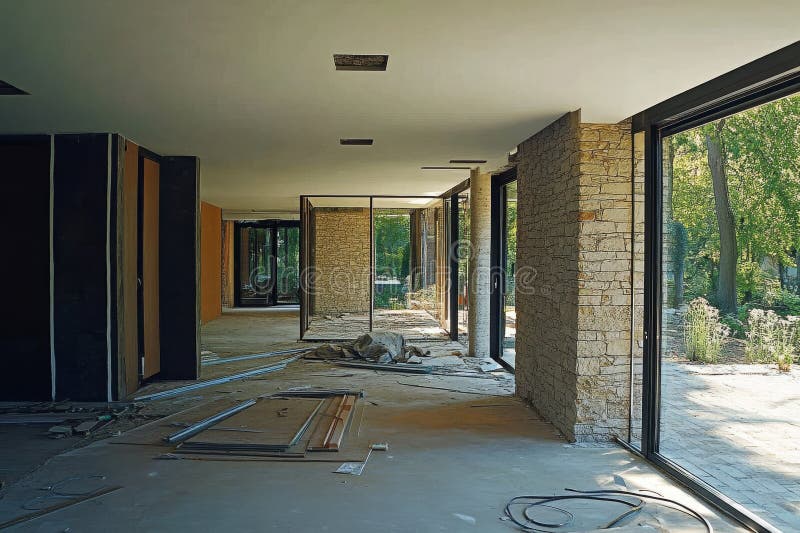 Modern Minimalist House Interior Under Renovation and Reconstruction ...
