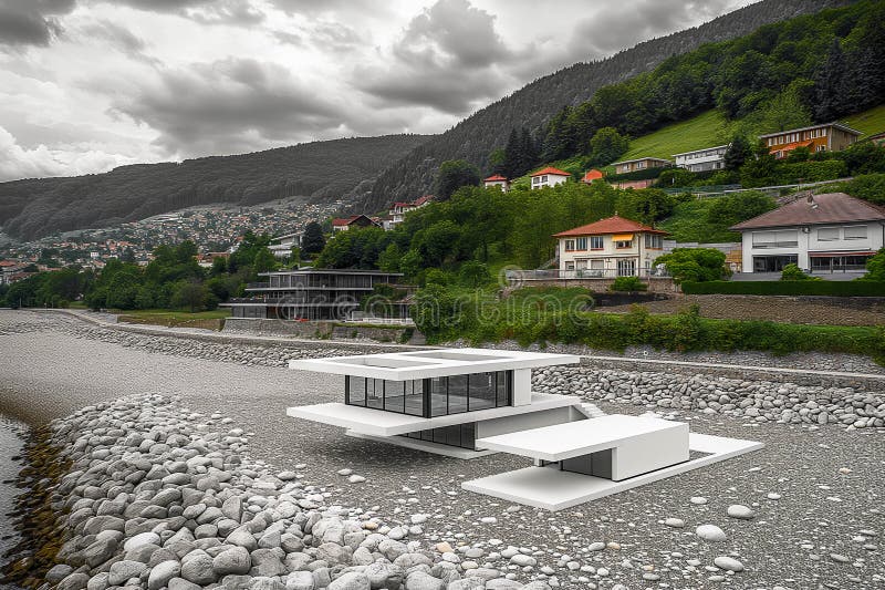 Modern Minimalist House Under Renovation and Reconstruction Stock ...