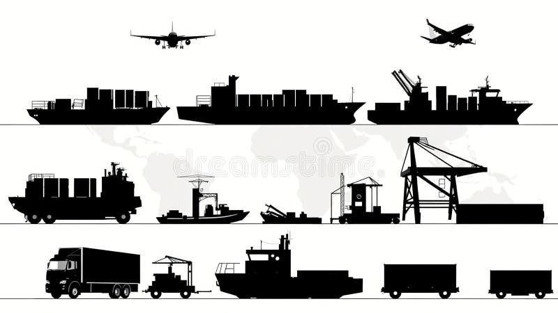 Modern Minimalist Illustrations of Global Cargo Transportation a Visual ...