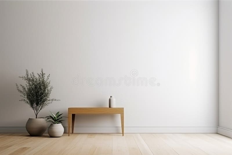 Modern Minimalist Interior with a Big Empty White Wall. AI Generative ...