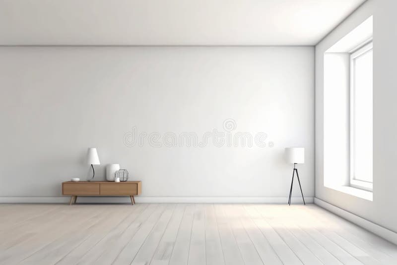Modern Minimalist Interior with a Big Empty White Wall. AI Generative ...