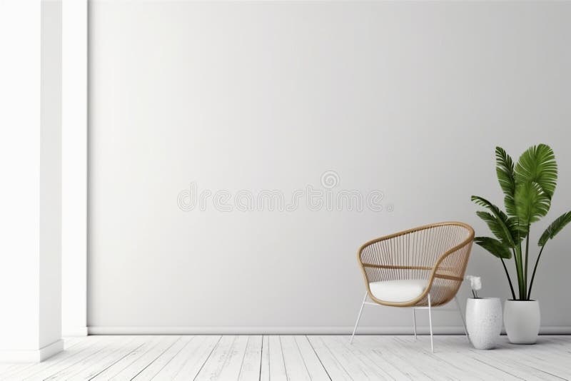 Modern Minimalist Interior with a Big Empty White Wall. AI Generative ...