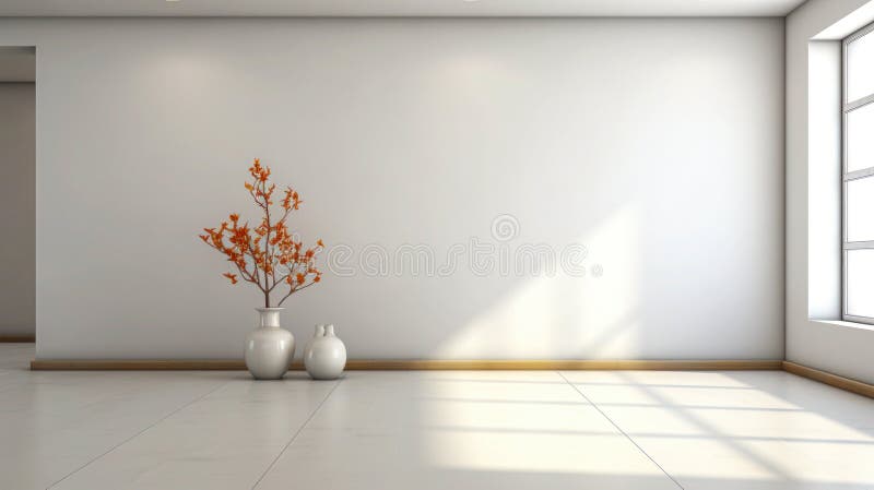 Modern Minimalist Interior with a Big Empty White Wall Stock ...