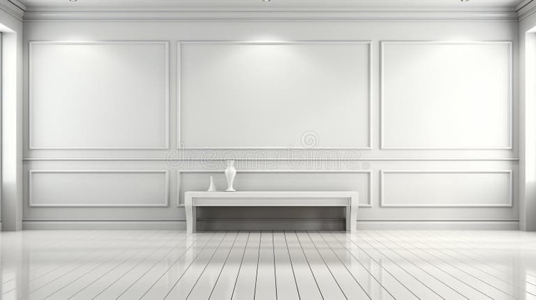 Modern Minimalist Interior with a Big Empty White Wall Stock ...