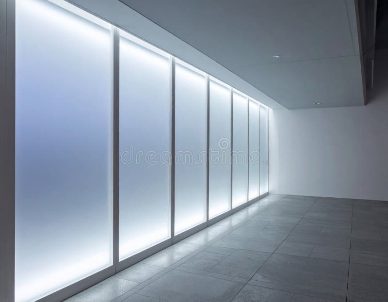 Modern Minimalist Interior with Bright White Walls and Gray Floor Stock ...