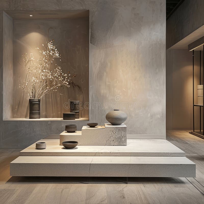 Modern Minimalist Interior Design with Elegant Ceramic Vases Stock ...