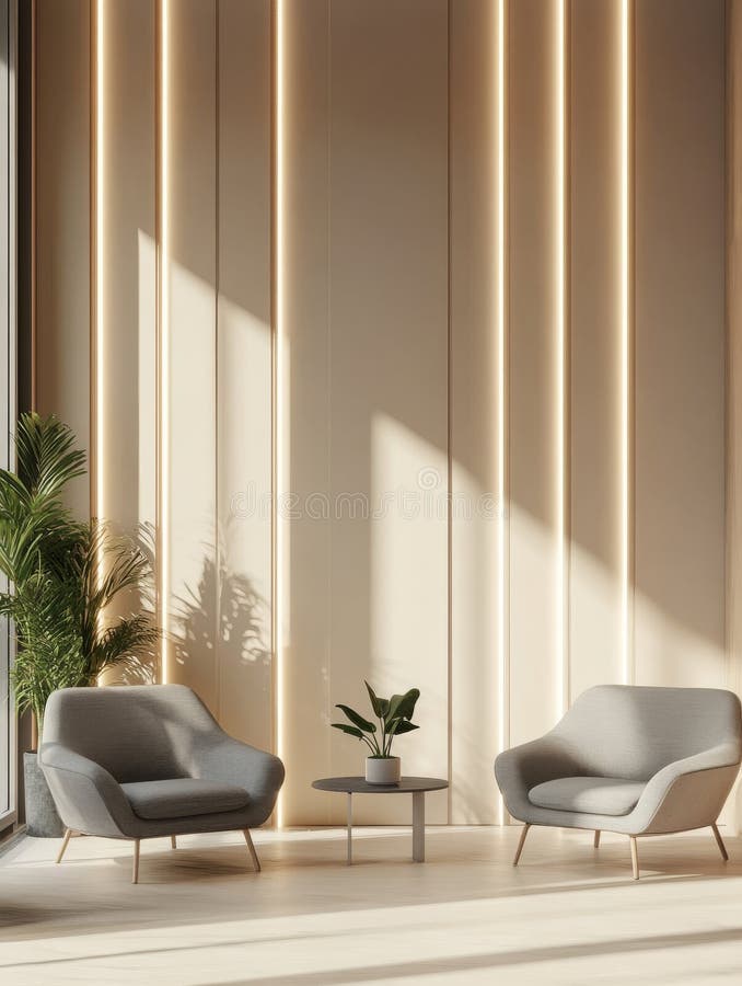 The Modern Minimalist Interior Design Features Stylish Vertical Linear ...