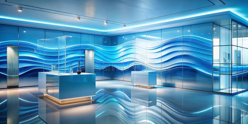 Modern Minimalist Interior Design Featuring a Calming Ocean Wave Wall ...