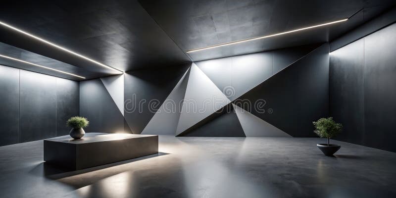 Modern Minimalist Interior Design Featuring Geometric Wall Panels and ...