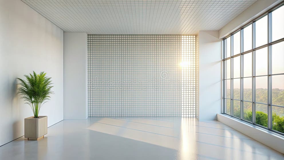 Modern Minimalist Interior Design Sleek Glass Window with Subtle Grid ...