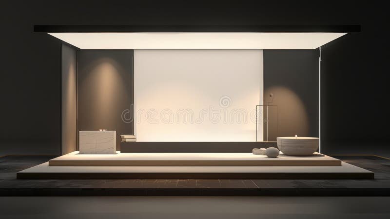 Modern Minimalist Interior Design with Soft Lighting Stock Illustration ...