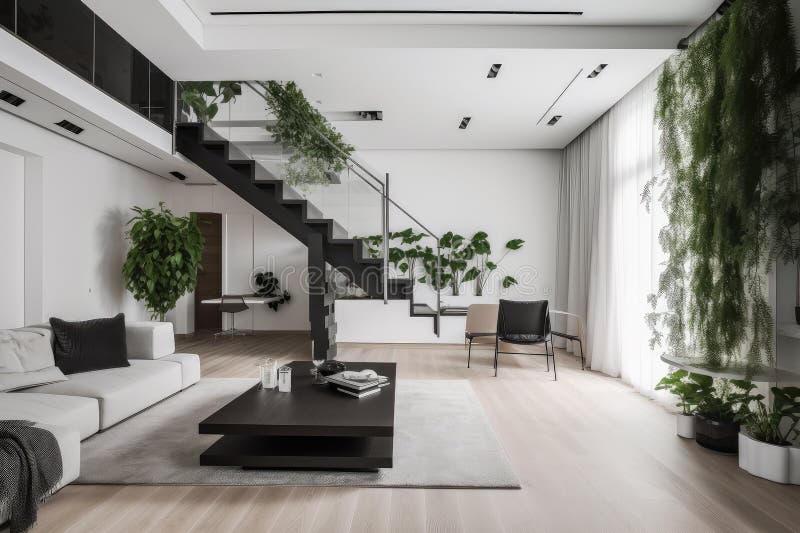 A Modern and Minimalist Interior, with Greenery and Minimalistic ...