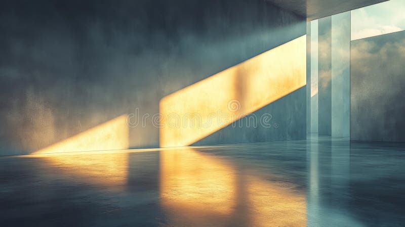 Modern Minimalist Interior with Sharp Shadows Stock Illustration ...