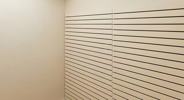 Modern Minimalist Interior with Slatted Wall Panel Stock Illustration ...