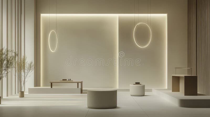 Modern Minimalist Interior with Soft Lighting Stock Illustration ...