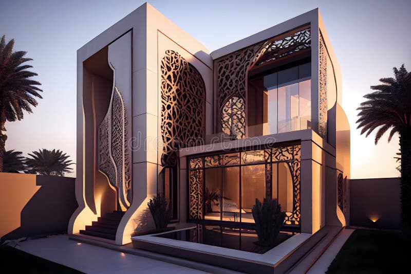 Modern Minimalist Islamic House Exterior Design, Ai Generative Stock ...