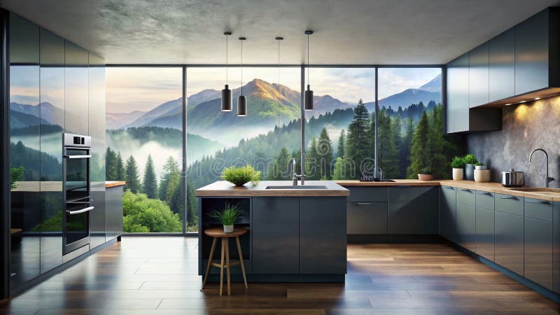 Modern Minimalist Kitchen Design a Double Exposure of Natures Beauty ...