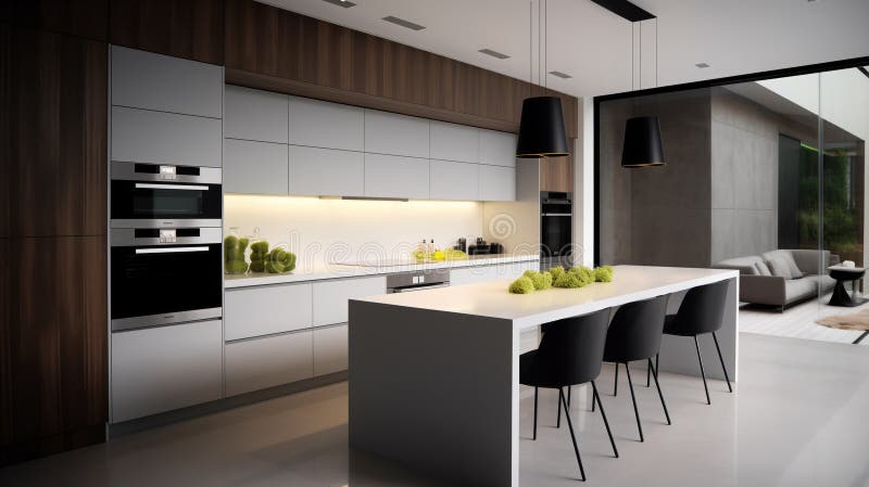 Modern Minimalist Kitchen Design with Sleek Island and Contemporary ...