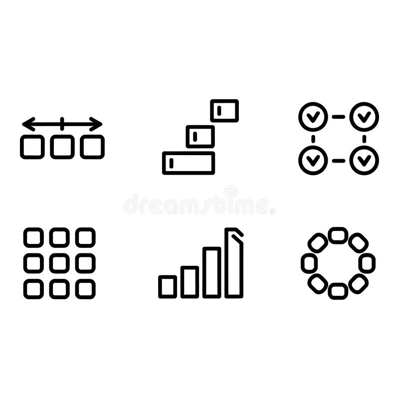 Modern Minimalist Line Icons Data Process Progress Network and Cycle ...